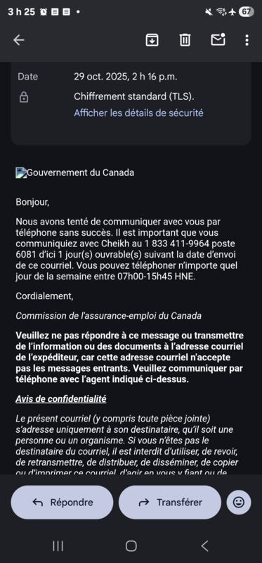 Ei-ae.servicecanada@canada.gc.ca | 2 signalements | 1 commentaire